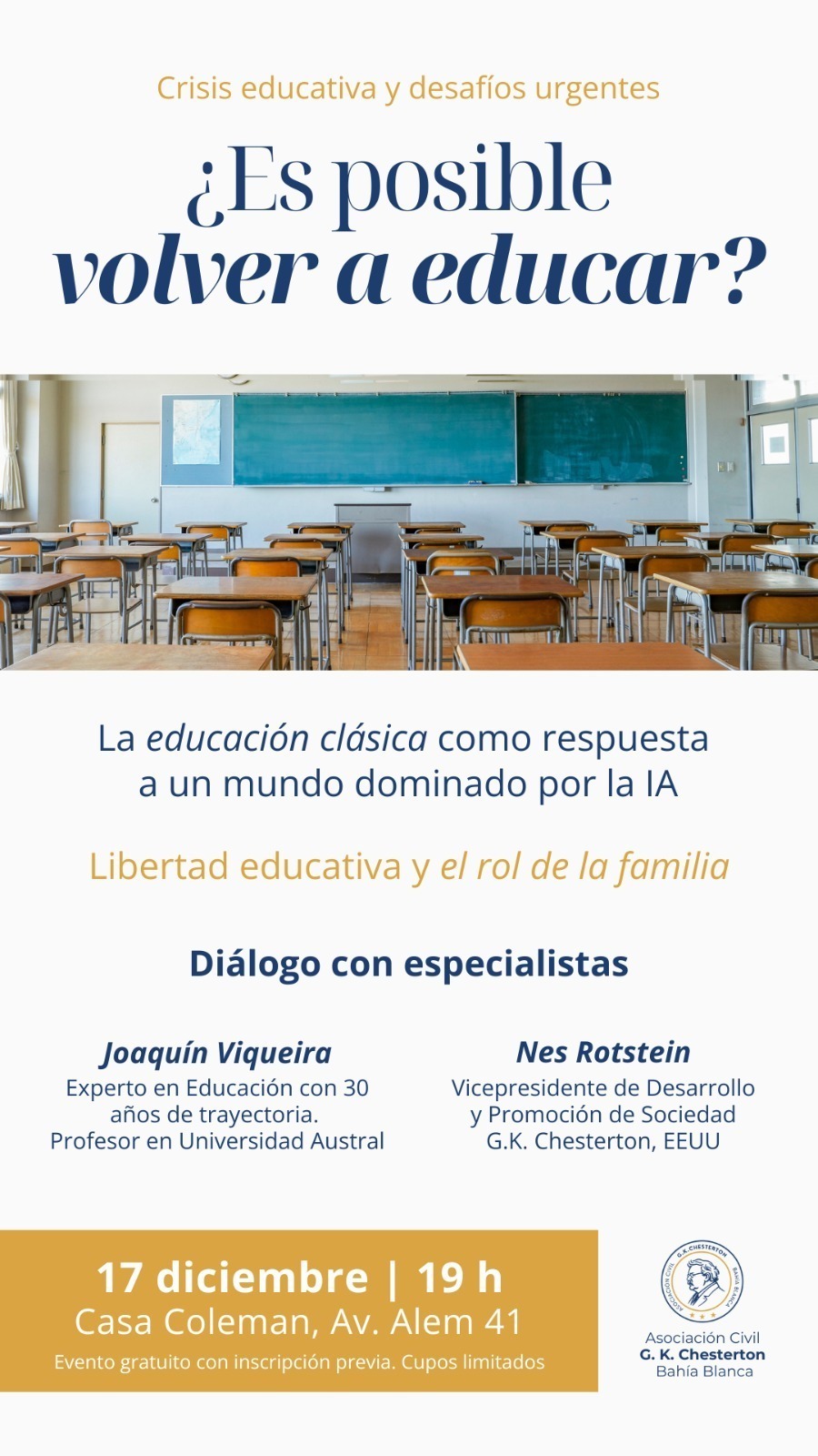 CHARLA ABIERTA SOBRE EDUCACIÓN CLÁSICA - Primero Bahía